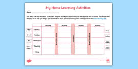 My Home Activity Timetable with Ideas (teacher made)