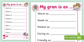 My Mum Is... Simile Poem Writing Template | Mother's Day