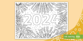Happy New Year 2024 Mindfulness Colouring Page - Twinkl