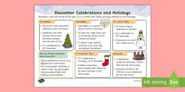 KS1 December Celebrations and Holidays Activity - Twinkl