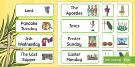 Lent Key Vocabulary Word Cards English/Spanish