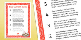 5 Currant Buns Story Sequencing (teacher made) - Twinkl