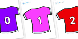 Numbers 0-31 on T-Shirts (teacher made) - Twinkl