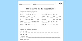 Counting in 50s Worksheet - Count by 50 Maths Resource