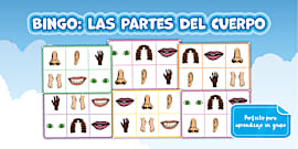 Bingo infantil: Partes del cuerpo
