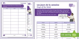 👉 French: Days of the Week Word Scramble (teacher made)