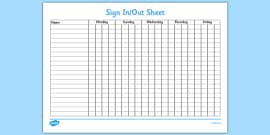 OSHC Editable Weekly Sign In and Out Attendance Sheet