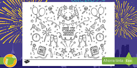 Hoja de colorear: Año 2024 (Hecho por educadores) - Twinkl