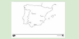 FREE! - Spain Main Cities Map Colouring Sheet (teacher made)
