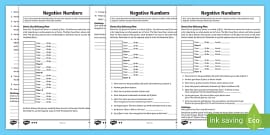 Word Problems Involving Negative Numbers - Twinkl