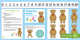 Teddy Bear 0-20 Number Cards (teacher made) - Twinkl