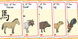 Chinese Year Of The Zodiac Animal Display Posters
