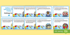 Fall Addition and Subtraction Word Problem Task Cards
