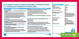 EYFS Maths Mastery Comparing Numbers to 10 Planning and Continuous ...