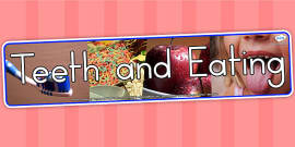 Teeth and Healthy Eating Text Display Banner, teacher-made