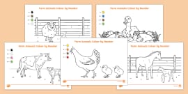 Farm Colour by Number Counting Worksheet / Worksheet