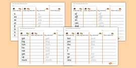 Phase 2 Set 1 CVC Words Cut and Paste Worksheet / Worksheet - Phase 2 Set 1