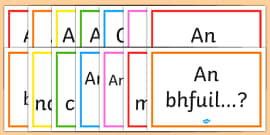 Prepositions in Irish | Display Posters Gaeilge | Twinkl
