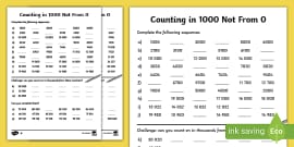 Counting in 1000 Worksheet (Hecho por educadores) - Twinkl
