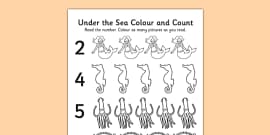 Under the Sea Count and Colour Worksheet (teacher made)