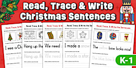 Read, Trace & Write Fall Sentences Worksheets for K-1st
