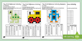 Animal Grid References Worksheet (teacher made) - Twinkl