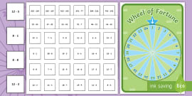 Halves and Quarters Wheel of Fortune Spinning Wheel Activity Pack