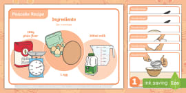 Pancake Day Recipe Word Cards (teacher made) - Twinkl