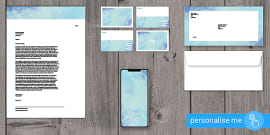 Modern Blue Stationery Set (teacher made) - Twinkl