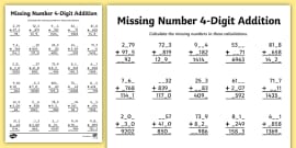 Missing Number Three-Digit Addition (teacher made) - Twinkl