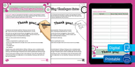 Third Grade Writing Thank-you Notes Cloze Reading Activity