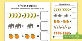 Safari Addition Sheet (teacher made)