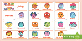 Lanyard-Sized Emotions Check-in Cards - First Level - Twinkl