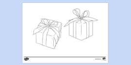 FREE! - Cuboid Present Colouring | Colouring Sheets - Twinkl