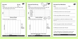 KS1 Favourite Colour Tally and Bar Chart Worksheets - KS1