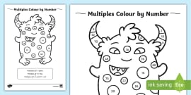 Times Tables Colour by Number Worksheets - Twinkl