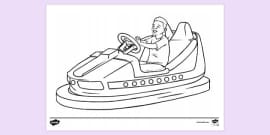 FREE! - Dodgem Bumper Car Colouring | Colouring Sheets