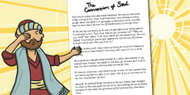 Saint Paul's Conversion Story Sequencing Worksheet - Twinkl