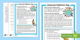 KS2 Universal Children's Day Differentiated Reading Comprehension Activity