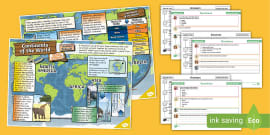 Continents Fact File Pack (teacher made) - Twinkl