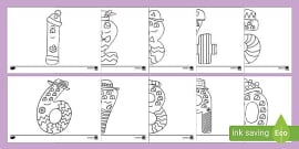 Monster Numbers Colouring Pages (teacher made) - Twinkl