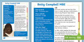 KS2 Betty Campbell Information PPT (teacher made) - Twinkl