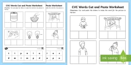 CVC Words 'a' Cut and Paste Worksheets - - Twinkl