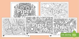 FREE! - Piper Name Simple Colouring Activity Sheets - Twinkl