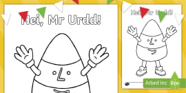 Taflen Lliwio Mistar Urdd/Mr Urdd Colouring Sheet - Twinkl