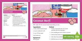 How to Make Coconut Barfi Recipe Instruction Cards - Twinkl