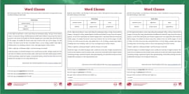 Word Classes Activity Sheets (teacher made) - Twinkl
