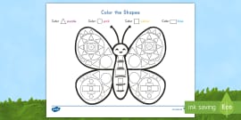 Color the Correct 2D Shape Activity - Math - Twinkl