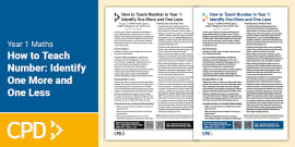 Number in Year 1: Identify One More and One Less Video CPD