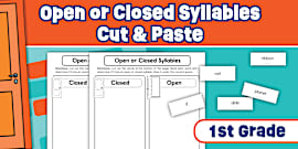Open and Closed Syllable Word Sort Cut and Paste Worksheet